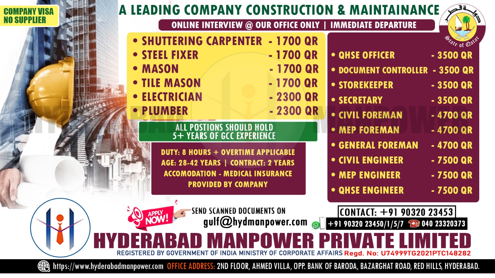 Urgent Hiring for A Leading Construction and Maintenance Company in ...